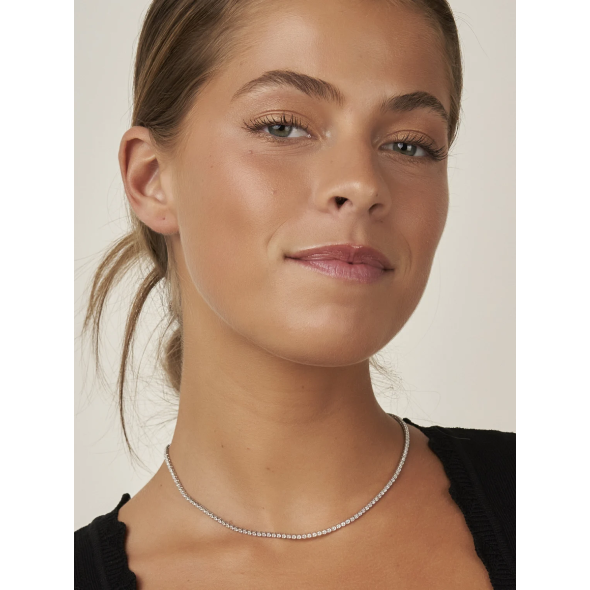 Colier tennis argint 2 mm, dama, argint 925, pietre 2mm, inchidere ...