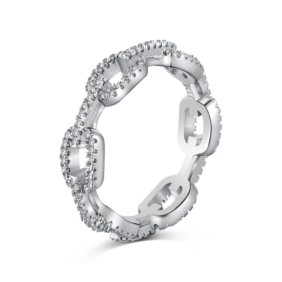Inel argint cuban link, dama, argint 925, model zale, zirconii albe ...