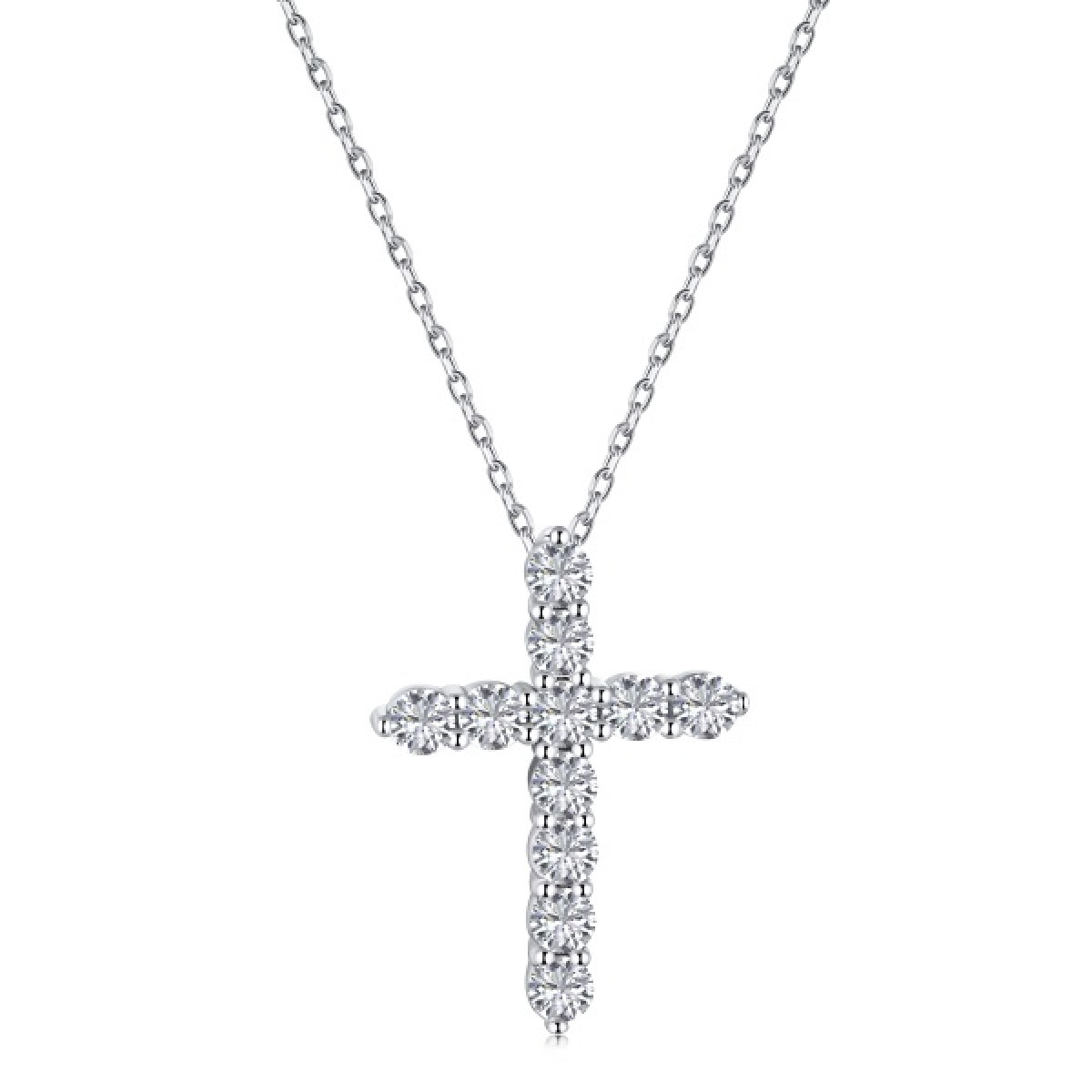 Lantisor cruce argint, dama, argint 925, pandant cruce cu pietre, CROSS ...
