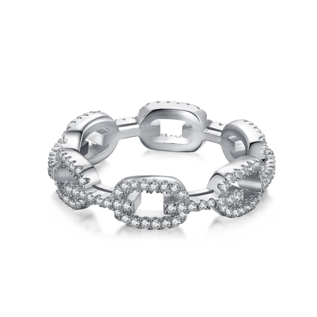 Inel argint cuban link, dama, argint 925, model zale, zirconii albe ...