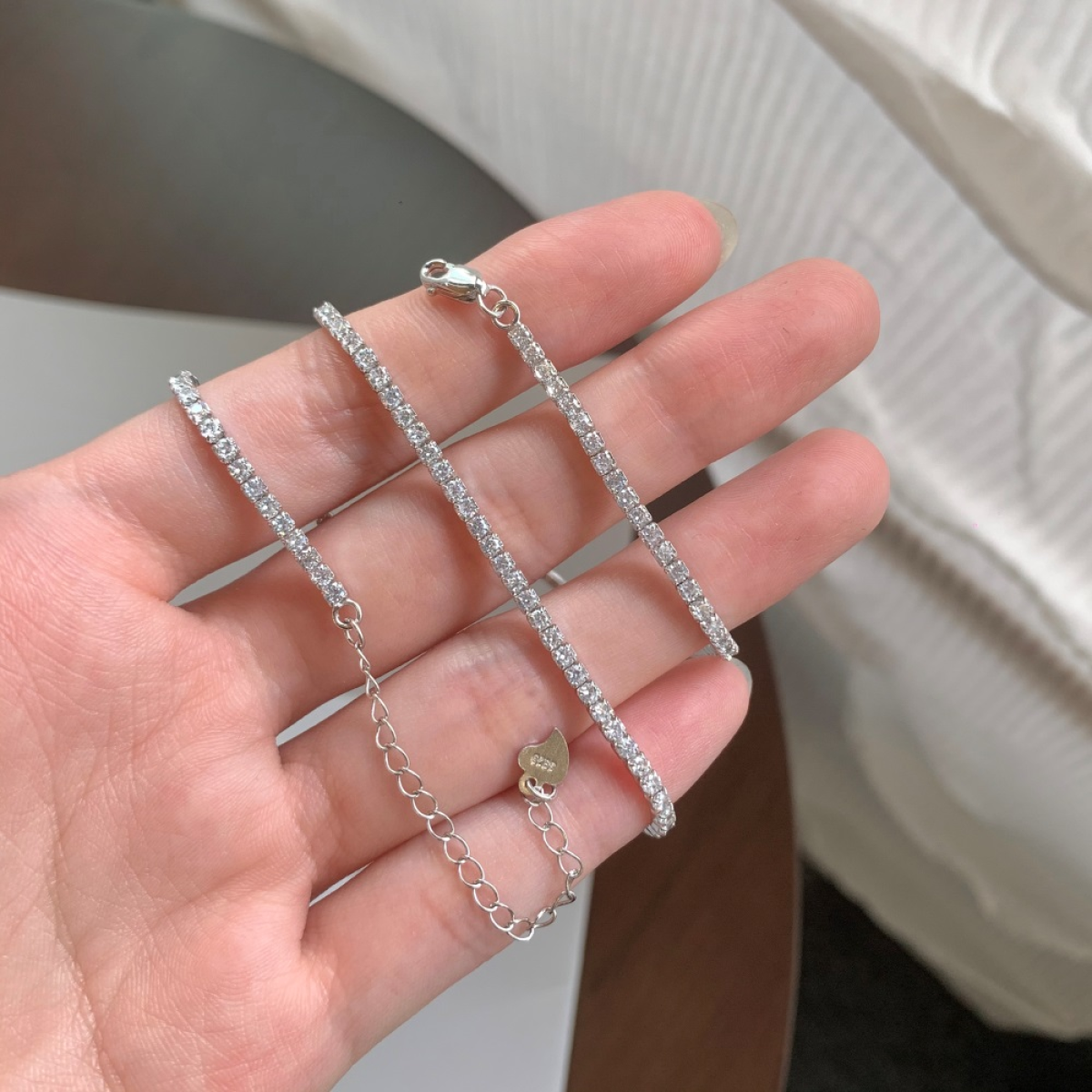 Colier tennis argint 2 mm, dama, argint 925, pietre 2mm, inchidere ...